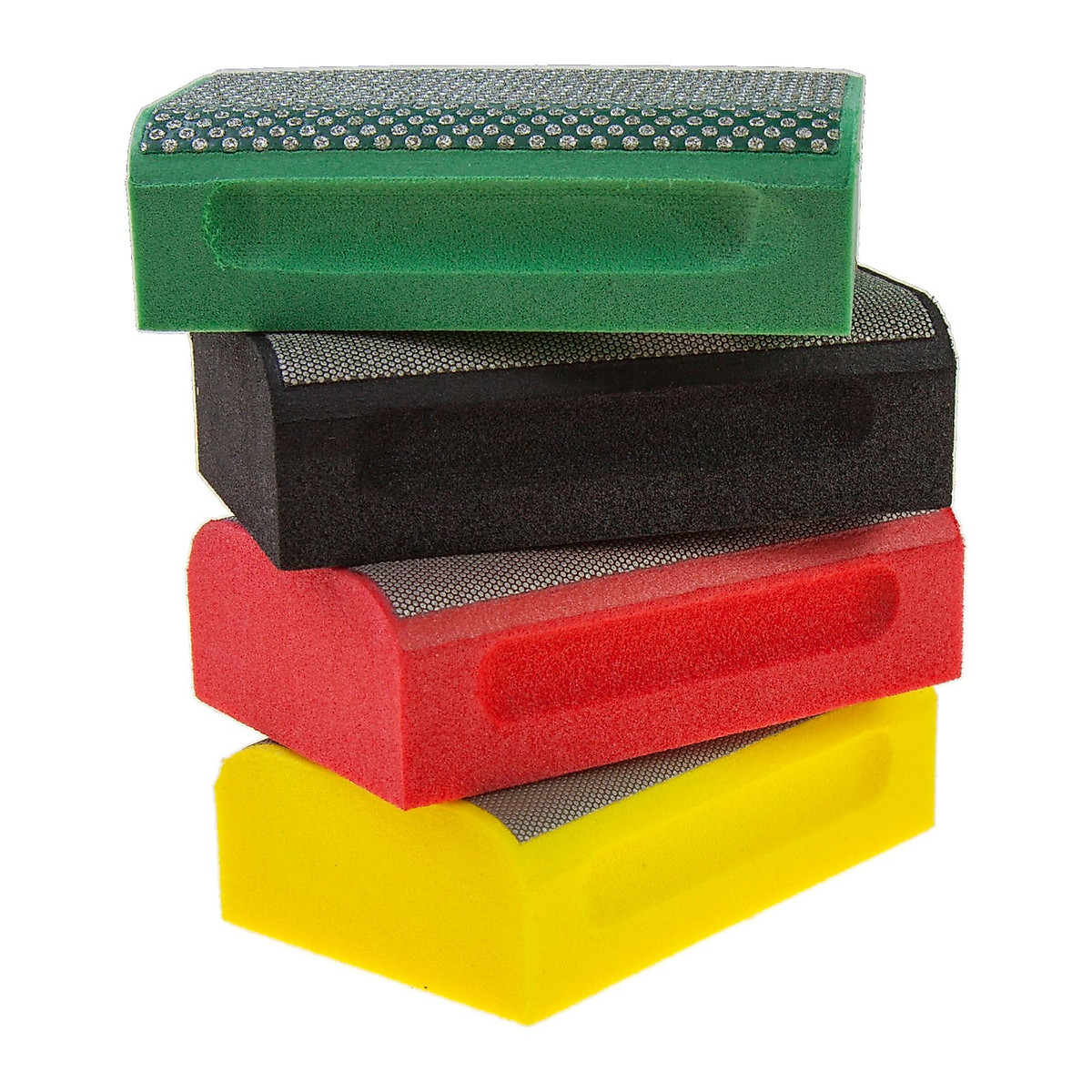 KGS PRO diamond hand polishing pads curved edges (4 pack, Combination set (grit 60, 120, 200, 400))