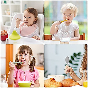 Vicloon Silicone Baby Feeding Spoons, 4 Pack First Stage Feeding Spoons for Infants, Baby Led Weaning, Easy to Grip & Hold Baby Spoons