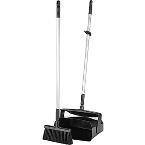 Remco - A Vikan Company 62509 Lobby Dustpan with Broom, Polypropylene/Polyester/Aluminum, 7" X 14" Bin, 37" Handle, Black