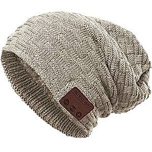 Upgraded 5.0 Winter Hats Wireless Beanie Hat with Headphones Smart Beanie Headset Warm Musical Knit Headphone with Built-in Mic for Skiing Skateboarding Jogging Gift for Men Women Boys Girls