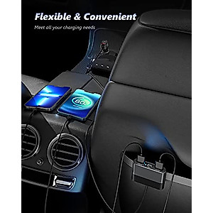 Nulaxy USB C Car Charger, 5 Multi Ports Adapter Car Charger with 3 Quick Charge 3.0 Port, 76W Cigarette Lighter USB Charger for Back Seat Charging, Compatible with Smartphones and Tablets Charging