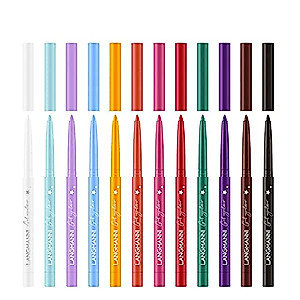 BestLand 12 Colors Matte Creamy Christmas Eyeliner Set Rainbow Red Black White Brown Colorful Neon Eyeliner Pencil Pigmented Smudgeproof Long Lasting Gel Eye Liner Makeup Gift Kit for Women (Set D)