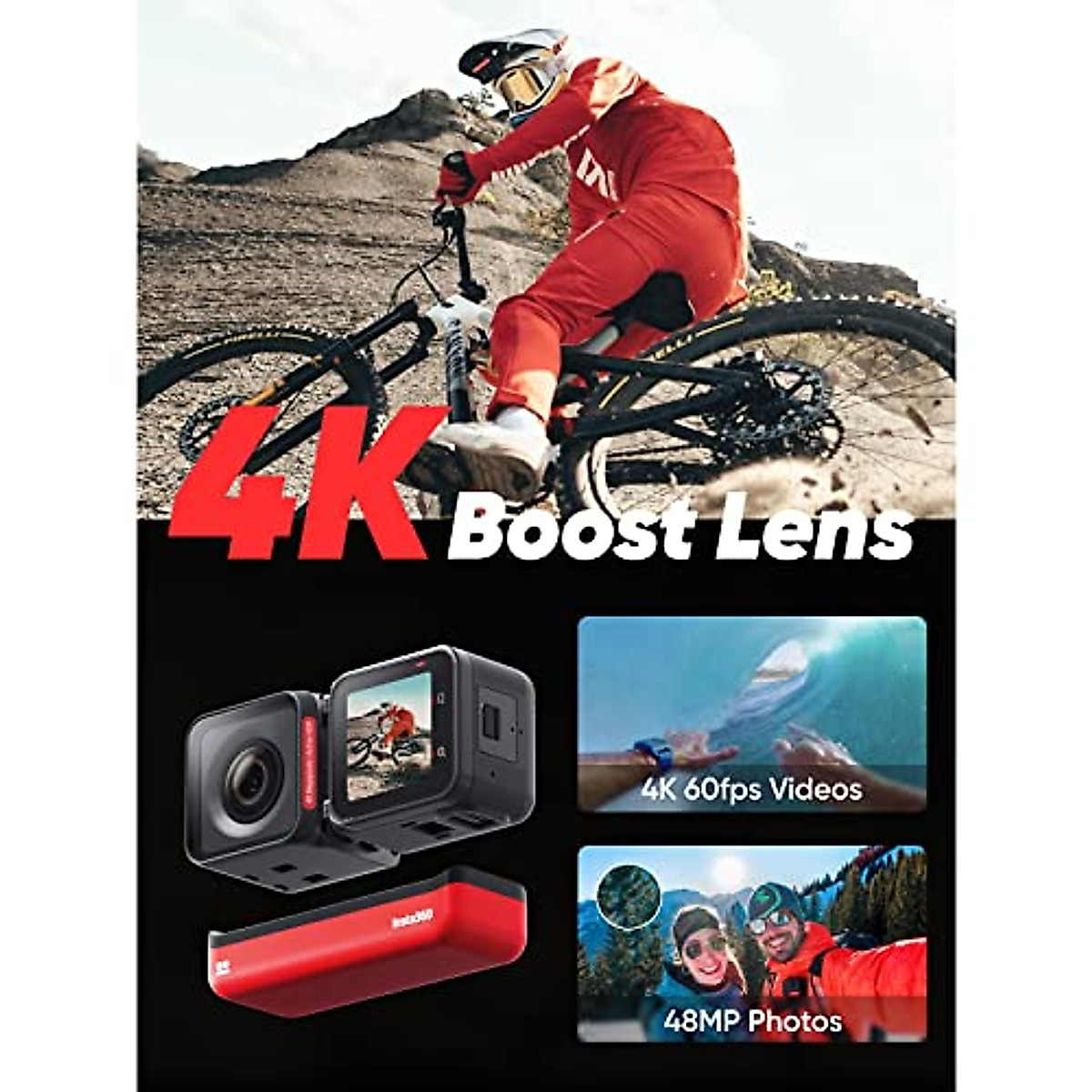 Insta360 ONE RS Twin Edition – Waterproof 4K 60fps Action Camera & 5.7K 360 Camera with Interchangeable Lenses, Stabilization, 48MP Photo, Active HDR, AI Editing