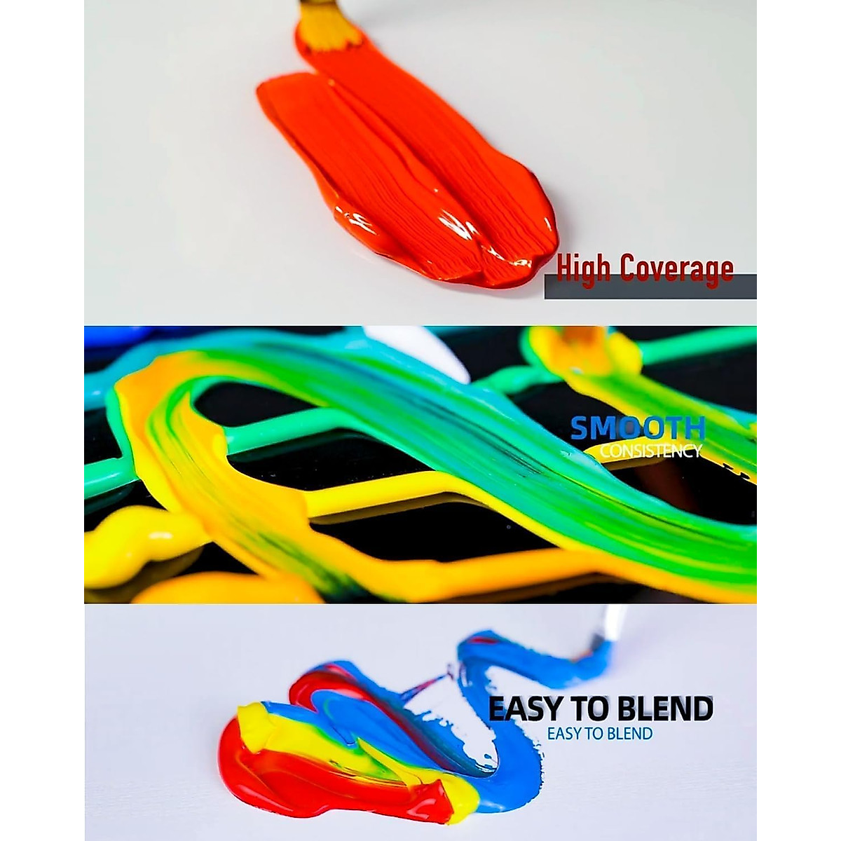 Fantastory Acrylic Paint Set, 24 Classic Colors(2oz/60ml), Professional Craft Paint, Art Supplies Kit for Adults Canvas/Fabric/Rock/Glass/Stone/Ceramic/Model/Wood Painting with 12 Brushes