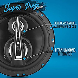 Lanzar Upgraded Standard 6.5" 3 Way Triaxial Speakers - Full Range Sound w/ 200 Watts and 4 Ohms Impedance 2” Titanium Cone Midrange 65 - 20 kHz Frequency Response and 15 Oz Magnet Structure - MX63