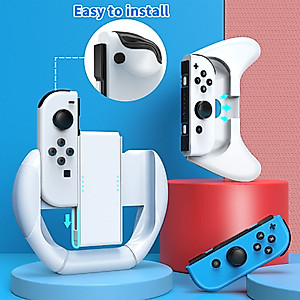 Mooroer Switch Joycon Grips White for Nintendo Switch & OLED, Switch Joy-Con Controller Holders Kit, Family Use Gaming Accessories for Nintendo Switch, [3 Pack]
