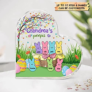 Nazenti Personalized Easter Grandma Peeps Acrylic Plaque, Easter Day Decor, Custom Easter Gifts with Names, Mimi Peeps Bunnies, Nana Peeps, Gigi Peeps, Grandma Mom Gifts, Mothers Day Gift for Women