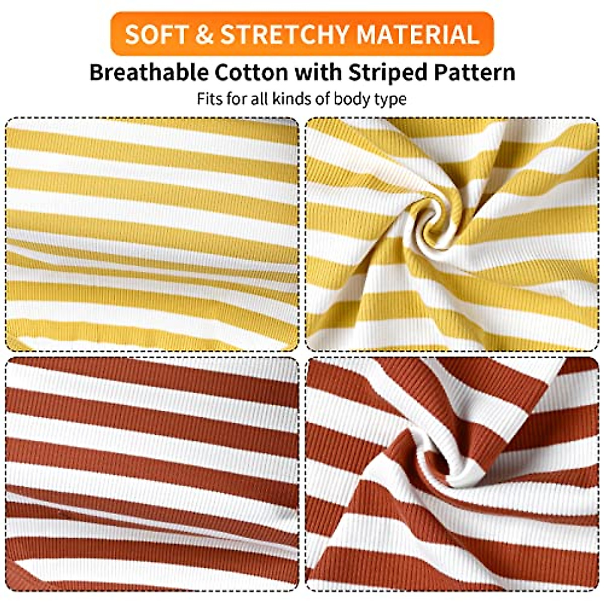 CtilFelix Dog Shirt Striped Dog Clothes Stretchy Vests Soft Cotton for Small Medium Large Dogs Boy Girl Puppy Clothes Lightweight Cat Outfit Kitten Tank Top Apparel T-Shirts Pack-2 Yellow & Rust S