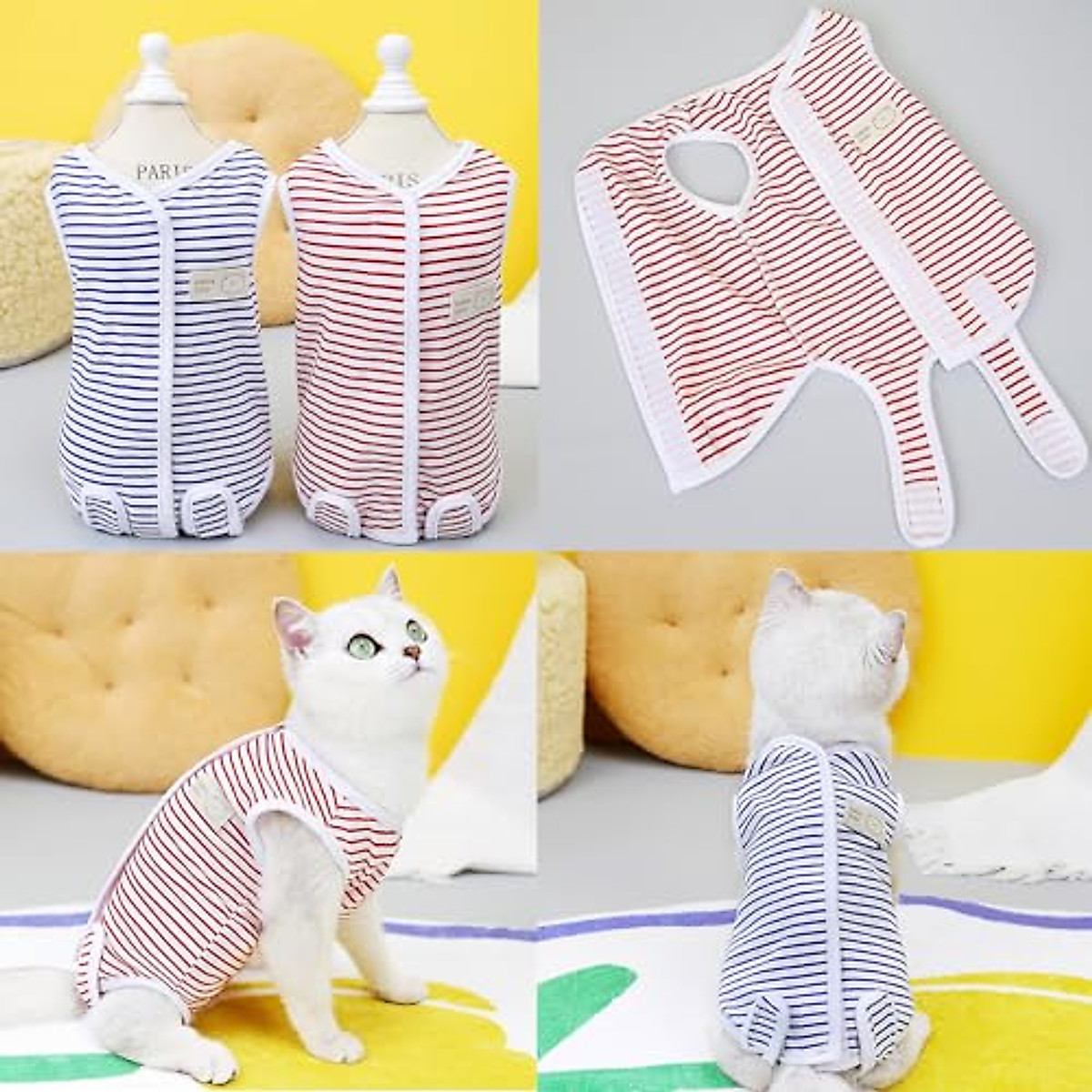 Zunea Dog Recovery Suit for Small Toy Dogs Cat After Surgery Female Puppy Abdominal Wounds Bandages Suit Pet Spay Suit, E-Collar Alternative Wear Anti Licking Red L