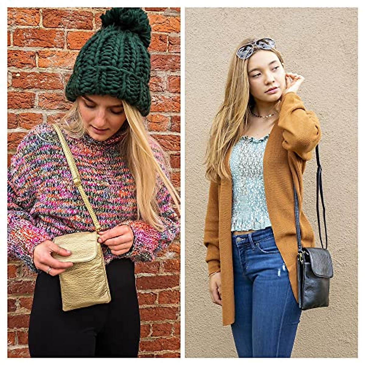 MINICAT Roomy Pockets Series Small Crossbody Bags Cell Phone Purse Wallet for Women(Black)