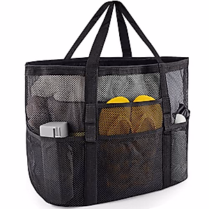 SRISE Mesh Beach Bag - Large Tote Bag for Family , Toys & Vacation Essentials