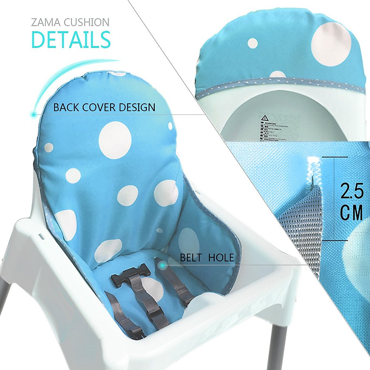 AT Seat Covers Cushion for IKEA Antilop Highchair, Washable Foldable Baby Highchair Cover IKEA Childs Chair Insert Mat Cushion(Blue)