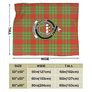 Jun2K Ultra-Soft Micro Fleece Blanket,Grierson Tartan Clan Badge Throw Blanket Sheet 50"x40"