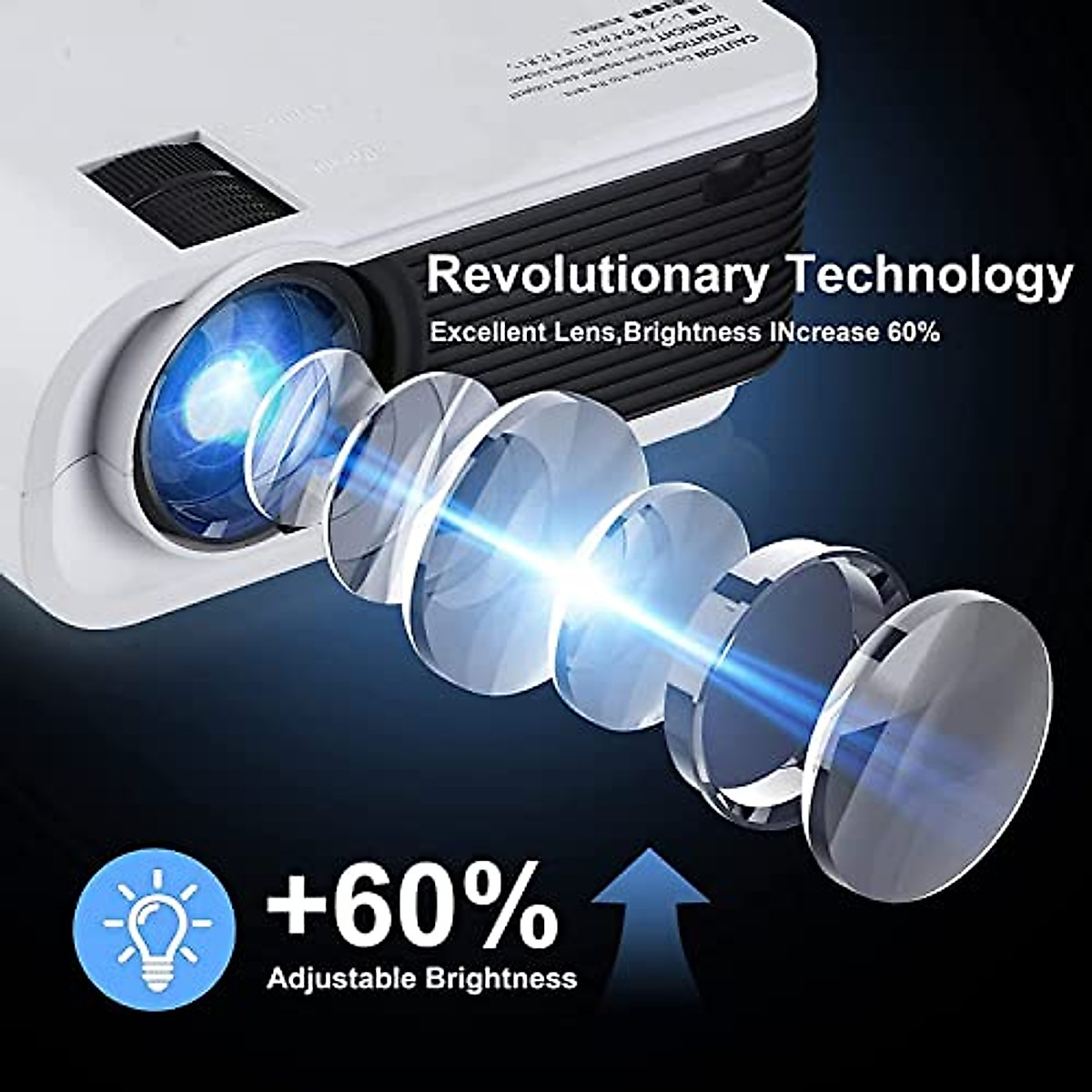 5G WiFi Bluetooth Projector, Support 1080P HD Mini Projector, Portable Outdoor Projector with Bag, Home Theater Video Projector, HDMI, USB, VGA, PC, TV Box, iOS & Android Phone