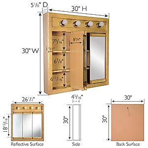 Design House 30 Inch Richland Bathroom Medicine Cabinet, Wall Mounted, Mirror, Oak, 530600-NOK