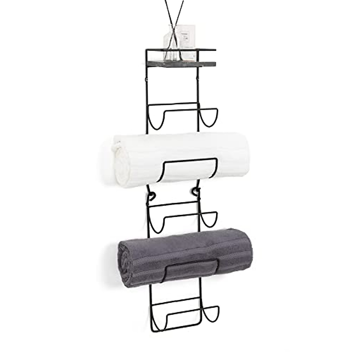 SODUKU Towel Rack Wall Mounted Metal Wine Rack with Natural Marble Top Shelf Metal Towel Racks Storage Organizer Holder for Bathroom Bath Kitchen