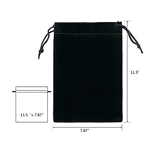 HORNO 5 Pack Black Velvet Travel Carry Headphones Pouch Bag with Drawstring