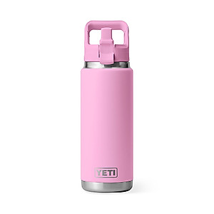 YETI Rambler 26 oz Bottle, Vacuum Insulated, Stainless Steel with Straw Cap, Power Pink