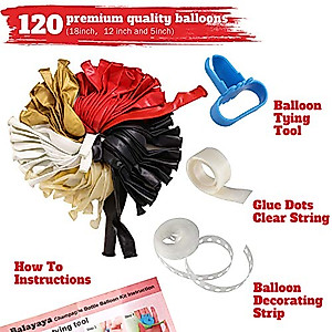 Black White Red Balloon Garland Kit, 125 Pack Balloons Garland Kit Including 18INCH Black Red Balloons Ideal for Casino Card Night Poker Las Vegas Party Decorations