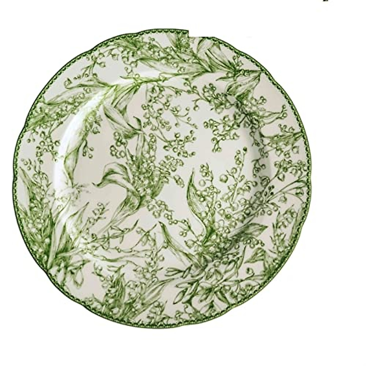KOWMcp Dinner Plates Dining Plate with Green Flower Pattern Dining Plate for Household Dishes