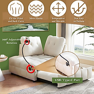 Cirui Sleeper Sofa Couch with Pullout Bed for Living Room,Modern Convertible 3 in 1 Sofa Bed Couch with Removable Backrest,Sleeper Sofa Bed with USB Port and Swivel Phone Stand,Beige