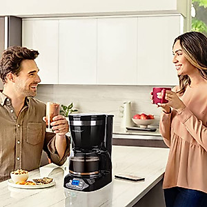 Aigostar Programmable Coffee Maker, 8 Cup Coffee Maker with Glass Carafe, Auto Pause Electric Coffee Maker, Auto Keep Warm Drip Coffee Maker with Permanent Filter, Black