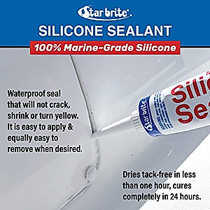 STAR BRITE Marine Silicone Sealant - Clear 10.1 Oz - Waterproof, Durable, UV Resistant, for Fiberglass, Metal, Wood, Glass, Ceramic & More (082122)