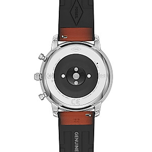Fossil Men's 45mm Neutra Stainless Steel and Leather Hybrid HR Smart Watch, Color: Silver, Luggage Brown (Model: FTW7026)
