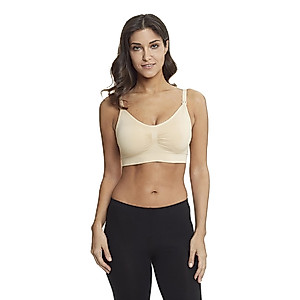 HOFISH Women's Full Cup Lightly Padded Wirefree Maternity Breastfeeding Nursing Bra, 3PCS/Pack(Pink-Black-Beige), L