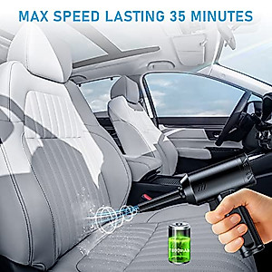 Aluan Compressed Air Duster, 83000RPM Powerful Cordless Dust Blower Stepless Speed 7800mAh Rechargeable Keyboard Cleaner Reusable Electric Air Duster, Replace Compressed Air Cans