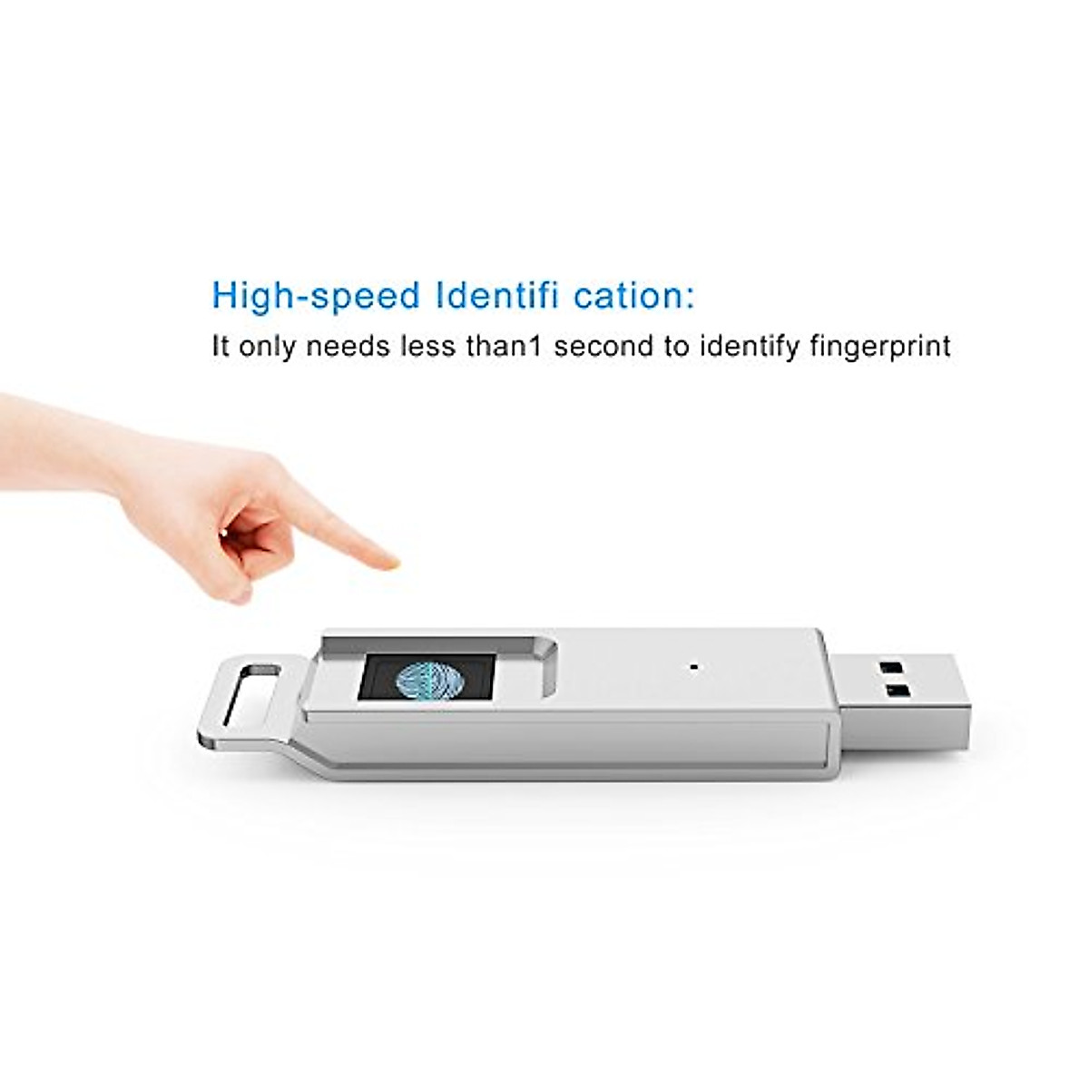 KOOTION 32GB High Speed Recognition Fingerprint Encrypted Flash Drive USB3.0 Dual Storage Security,Silver