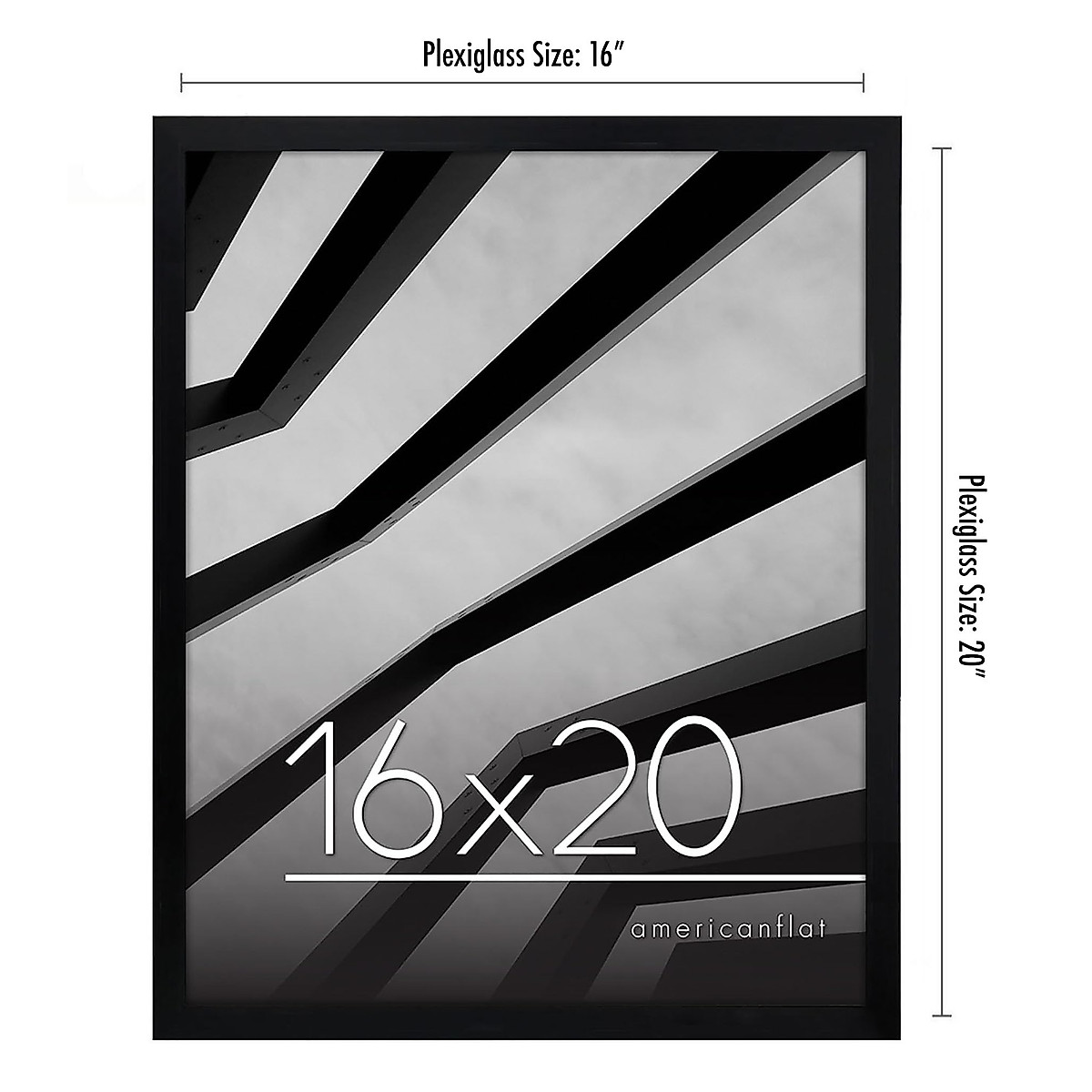 Americanflat 16x20 Picture Frame with Polished Plexiglass - Streamline Collection - Thin Border Picture Frame for Wall Display - Hanging Hardware Included - Black