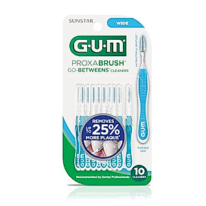 GUM Proxabrush Go-Betweens - Wide - Interdental Brushes - Soft Bristled Dental Picks for Plaque Removal &amp; Gum Health - Safe for Braces &amp; Dental Devices, 10ct