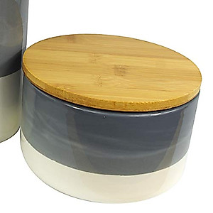 Leaf Ceramic Storage Jars Kitchen Canisters with Lids, 12cm/14.5cm/20cm, Grey