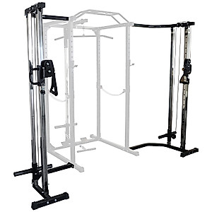 Fitvids Multi-Function Adjustable Power Cage with J-Hooks, Safety Straps and Optional LAT Pulldown Attachment and Cable Crossover, Cable Crossover Only Black