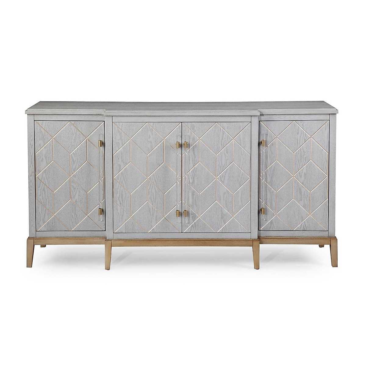 Bassett Mirror Company 2430-DR-576EC Perrine Server Oyster White, Satin Brass, 68" L x 19" W x 36" H