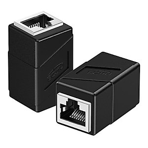 RJ45 Coupler, 2 Pack Ethernet Adapters Female to Female, Ethernet Cable Extender Adapter, 8-Pin Modular Straight Through, Network Connectors for Cat8/Cat7/Cat6/Cat6a/Cat5e/Cat5 Ethernet Cable(Black)
