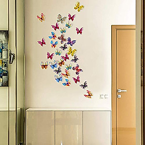 eoorau 24pcs Butterfly Wall Decals - 3D Butterflies Removable Mural Wall Stickers for Kids Home Room Bedroom Decoration