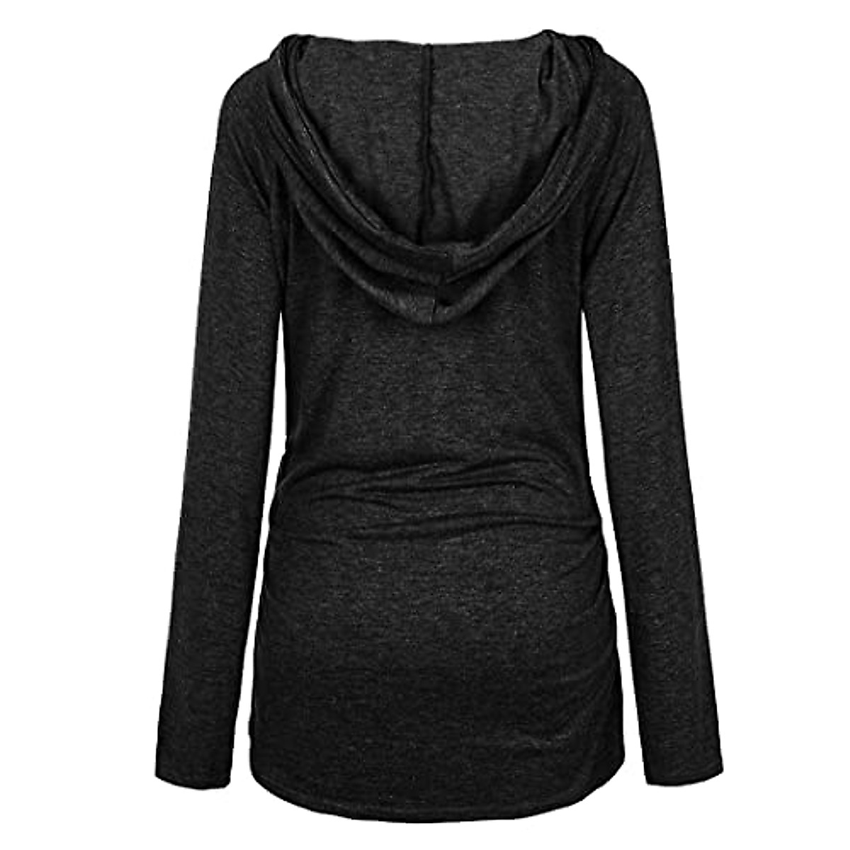 Hanweini Maternity Hoodie Tops Sweatshirt Casual Long Sleeve Ruched Pregnancy Shirt Tunics (Black Gray,XX-Large)