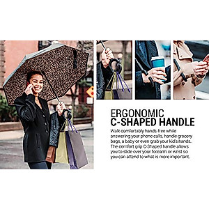 Sharpty Inverted Umbrella for Women - Windproof & Reverse - Easy to Open and Close - Upside Down & C-Shaped Handle - Rain & Wind Resistant - For Travel - Eiffel Tower