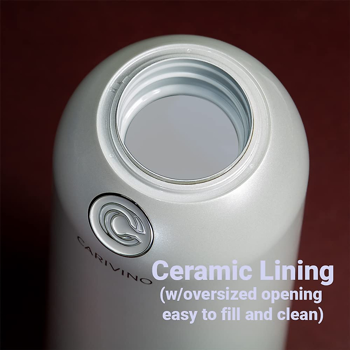 Carivino - All-in-One Insulated Wine Bottle with Built-In Wine Aerator. Includes Ceramic Coated Vacuum Insulation with 2 Tritan Wine Glasses & Corkscrew. Unique Wine Gift, 750mL, Metallic Tramonto Red