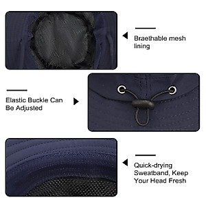Muryobao Men Sun Hat Summer Wide Brim UPF 50+ UV Protection Bucket Cap Waterproof Foldable Boonie Hats for Safari Fishing Hiking Navy Blue
