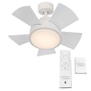 Vox Indoor and Outdoor 5-Blade 26in Smart Ceiling Fan in Matte White with 3000K LED Light Kit and Remote Control works with Alexa and iOS or Android App