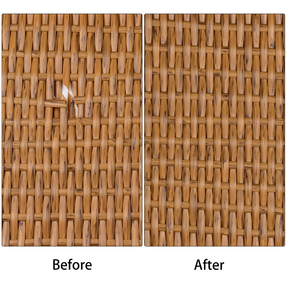 Feyart 7mm 80m Light Wood Grain PE Rattan Strip for Outdoor Rattan Furniture Repair, Plastic Wicker for Patio Furniture Restore