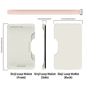 Sinjimoru All-in-one Phone Wallet with Finger Strap, Phone Grip for iPhone Samsung Galaxy and Android Cell Phones - ID Credit Card Wallet Sleeve for Phone Cases. Sinji Loop Wallet Ivory 200
