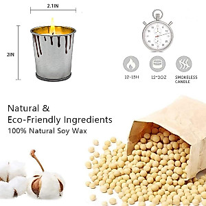 Citronella Candles 12 Pack, Outdoor Indoor Scented Candles with Pure Citronella Essential Oil and Natural Soy Wax, Long Lasting Burning for Home Gardon Patio Balcony