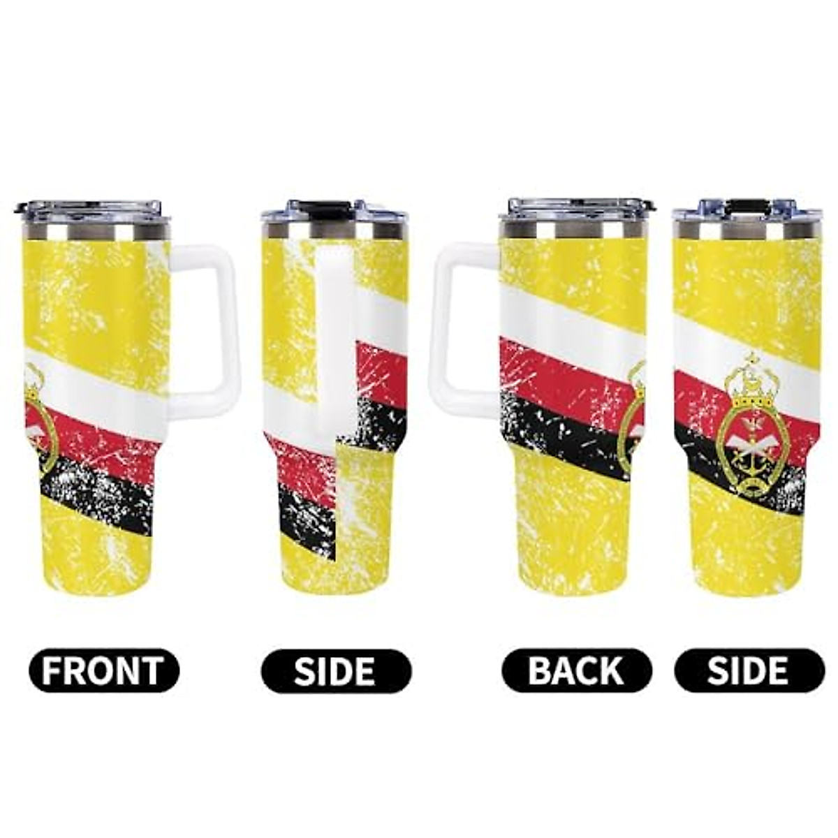 Brunei Vintage Flag 40oz Water Bottle Double Wall Insulated Tumbler with Handle Leakproof Travel Mug White-style