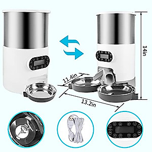 Automatic Cat Feeder, 4.5L Cat Food Dispenser, Timed Small Pet Feeder with 2-Way Splitter & 10s Voice Recorder, Auto Cat Feeder for Cat & Small Dog