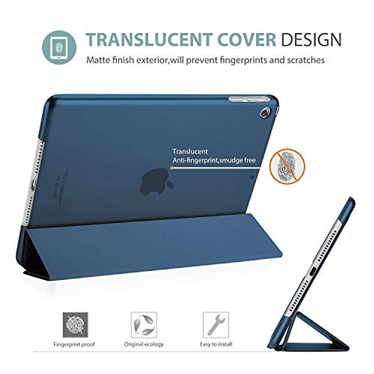 ProCase Smart Case for iPad Air 1st Edition, Ultra Slim Lightweight Stand Protective Case Shell with Translucent Frosted Back Cover for Apple iPad Air 2013 Model (A1474 A1475 A1476) -Navy