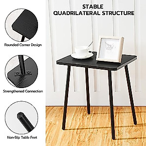 HOOBRO Side Tables Set of 2, Small Accent Table End Table for Small Spaces, Modern Minimalism Nightstand Beside Table for Living Room, Bedroom, Balcony, Easy Assembly, Black BB87BZP201